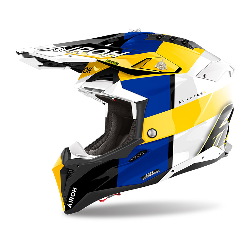 Airoh Aviator 3 Monarch Blue Yellow Off Road Helmet