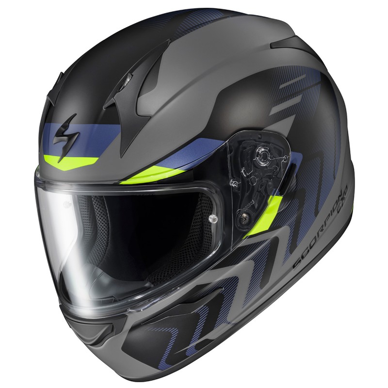 Scorpion Usa Exo-R320 Alchemy Cement Blue Hi-Vis Helmet