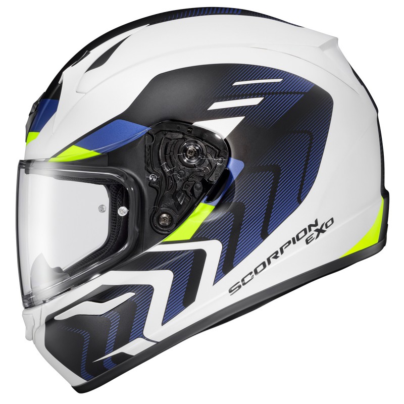 Scorpion Usa Exo-R320 Alchemy White Blue Hi-Vis Helmet