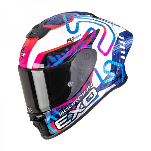 Scorpion Exo R1 Evo 2 Air Cornering Blue Pink Helmet